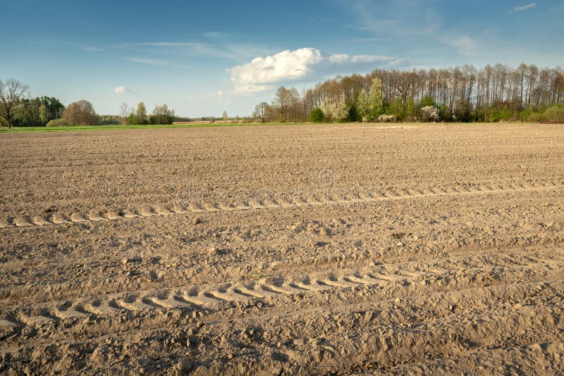 View of a Dry and Ploughed Rural Field, Spring Day Stock Image - Image ...