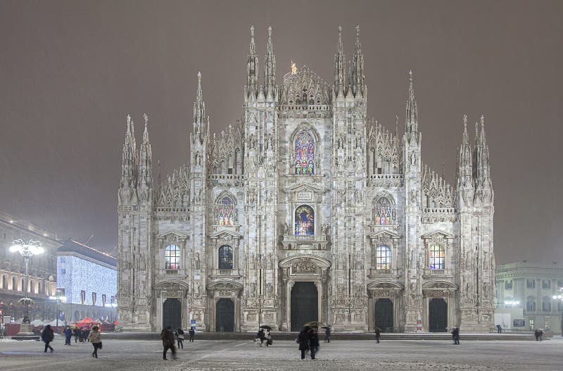 Duomo Milan at night stock photo. Image of lombardy, tuorist - 14496536