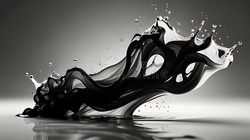 A Dynamic, Flowing Ink-in-water Effect in Monochrome Stock Illustration ...