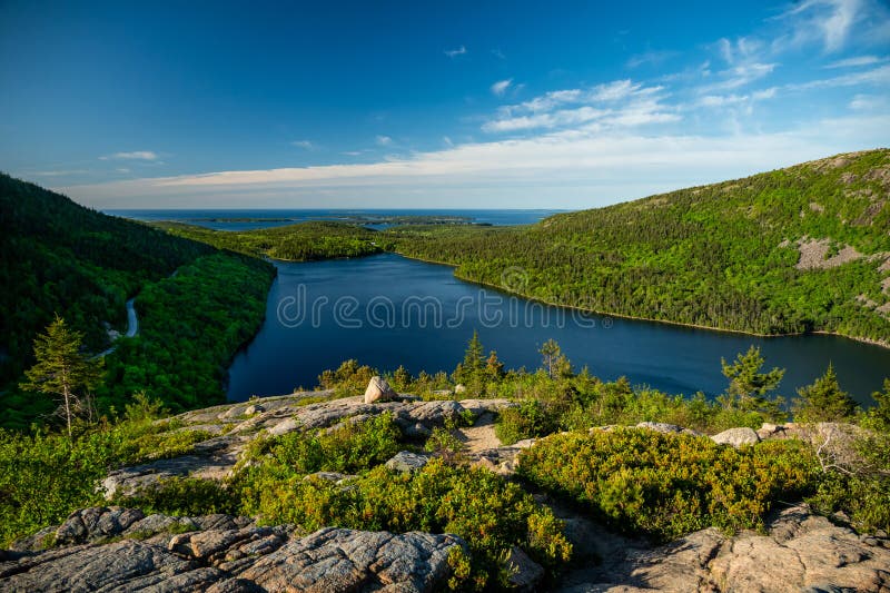 View of Eagle Rock from Conners Nubble Stock Image - Image of calm ...
