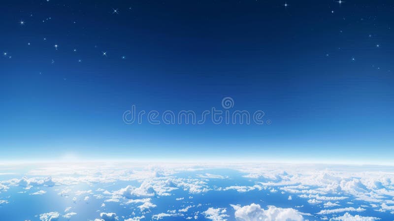 View of Earth from Above with Clear Blue Sky Stock Illustration ...