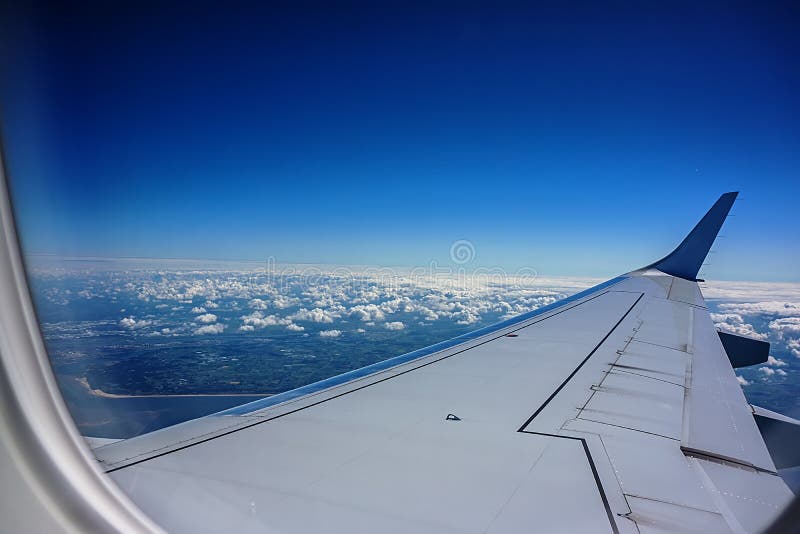 View of the Earth from the Airplane Window. the Wing of the Plan Stock ...