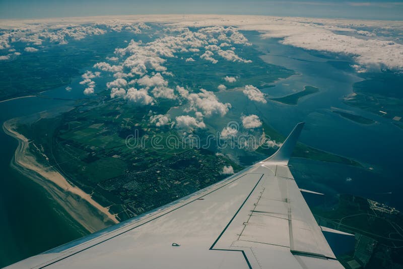 View of the Earth from the Airplane Window. the Wing of the Plan Stock ...
