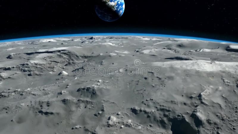 A View of the Lunar Surface with Stars in the Background and Earth S ...