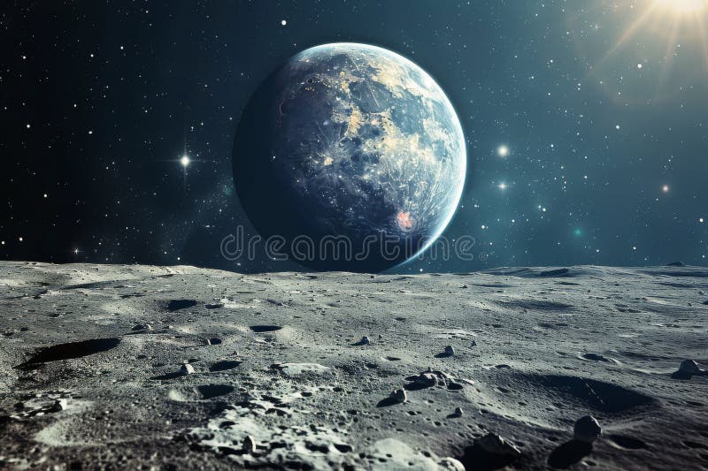 A View of Earth from the Moon Stock Image - Image of view, travel ...