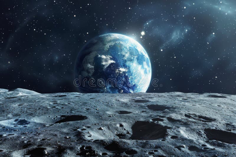 A View of Earth from the Moon Stock Image - Image of lunar, satellite ...