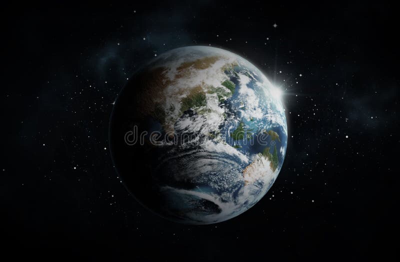 View of Earth in Open Space, Illustration Stock Illustration ...