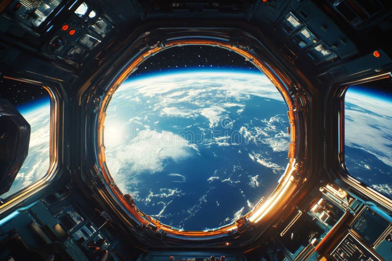 View of Earth from Space Station Window Stock Image - Image of ...