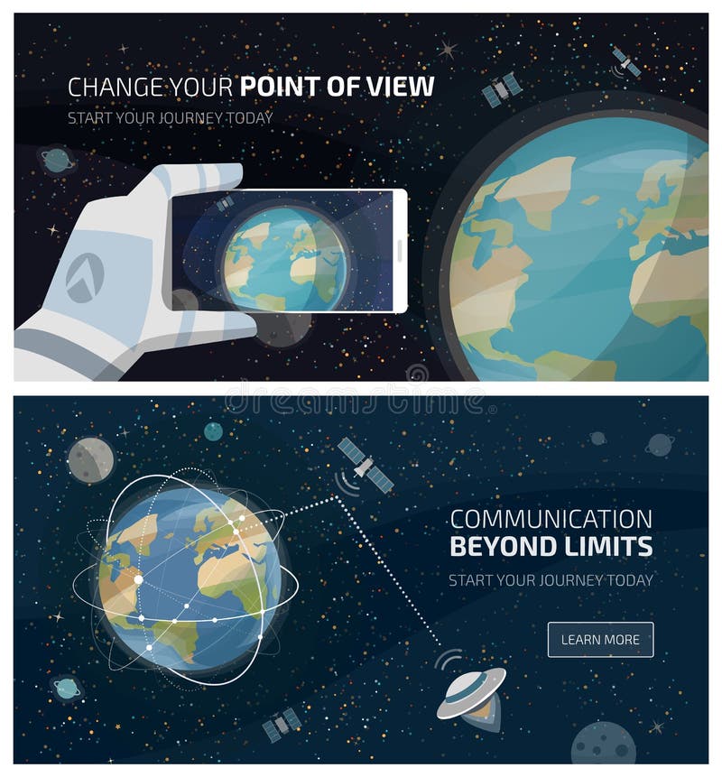 View of Earth from Space Banners Stock Vector - Illustration of core ...