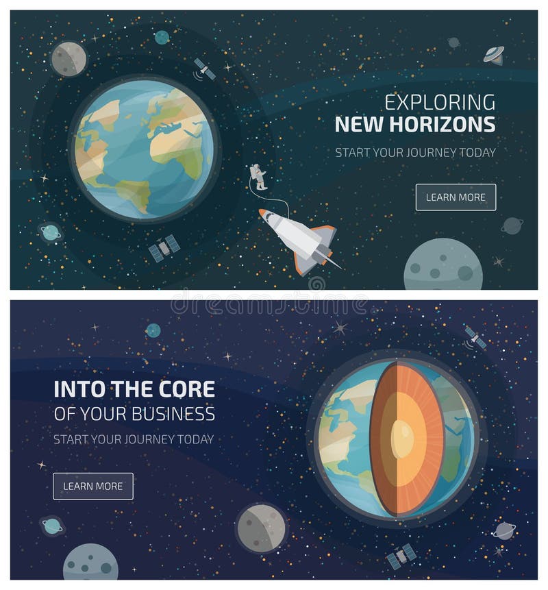 View of Earth from Space Banners Stock Vector - Illustration of core ...