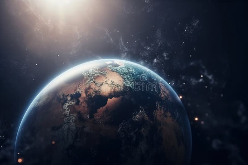 A View of the Earth from Space with a Bright Light Shining on the Top ...