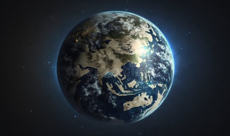 A View of the Earth from Space with Clouds and Stars Stock Image ...