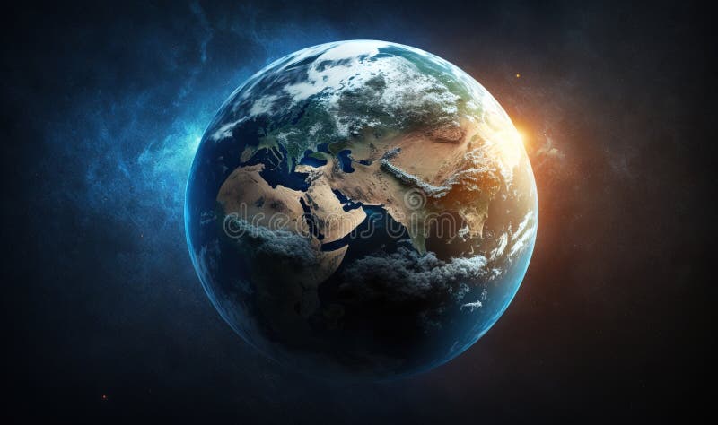 A View of the Earth from Space with Clouds and Stars Around it Stock ...