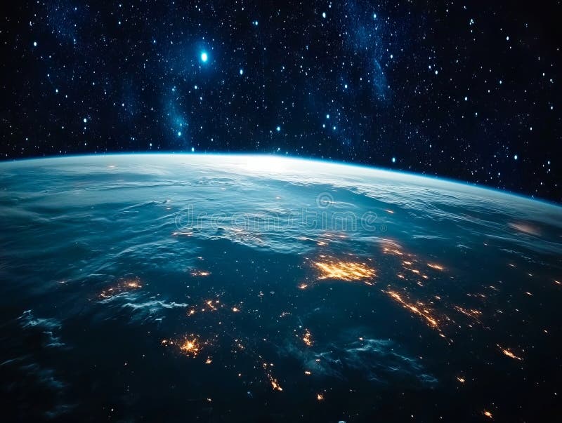 A View of the Earth from Space at Night Stock Image - Image of earth ...