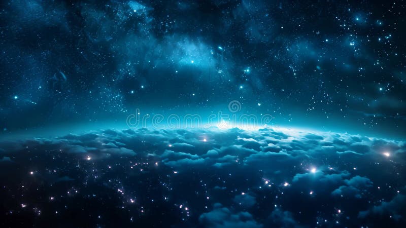 A View of Earth from Space, Showcasing Stars and Clouds, Imagine a ...