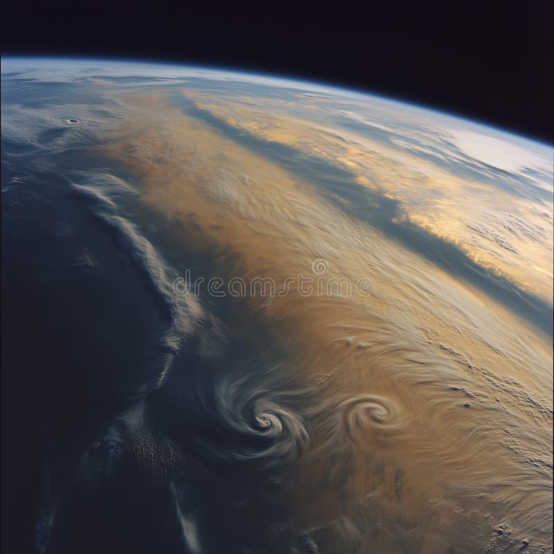 View of Earth from Space Showcasing Swirling Storm Patterns Over Oceans ...