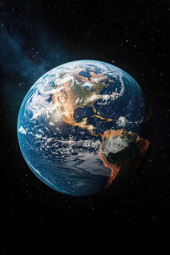 View of the Earth from Space with Stars in the Background, Suitable for ...