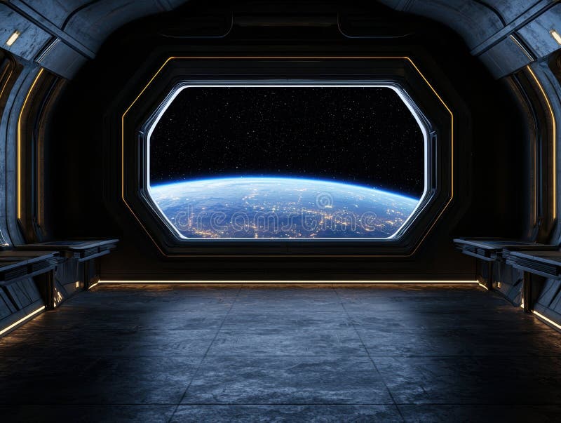 View of Earth from Space Station Window Stock Illustration ...