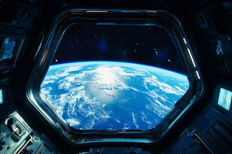 View of Earth from Space Station Window Stock Image - Image of ...