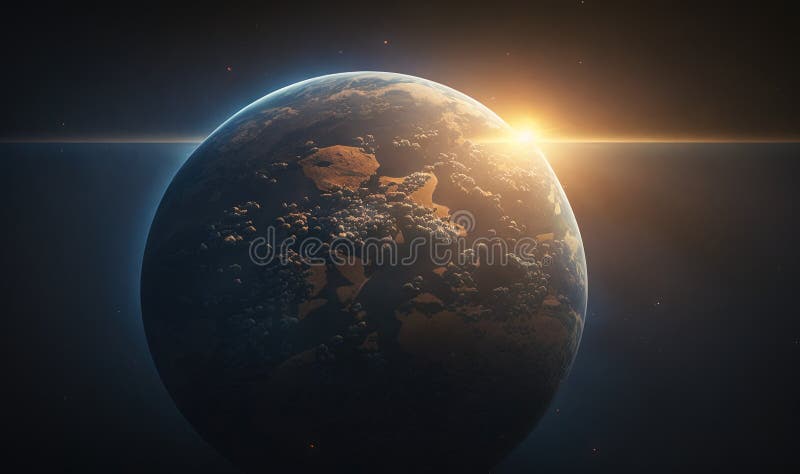 A View of the Earth from Space with the Sun Shining. Generative Ai ...