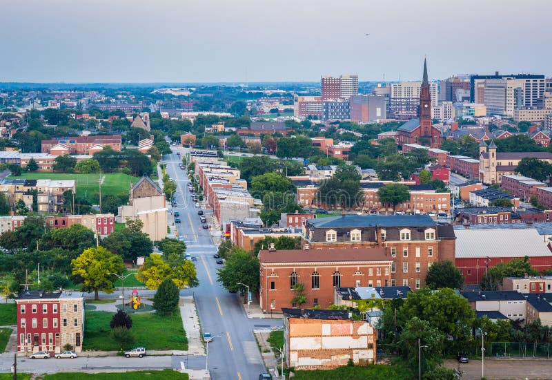 View of East Baltimore, Maryland Stock Photo - Image of street, skyline ...