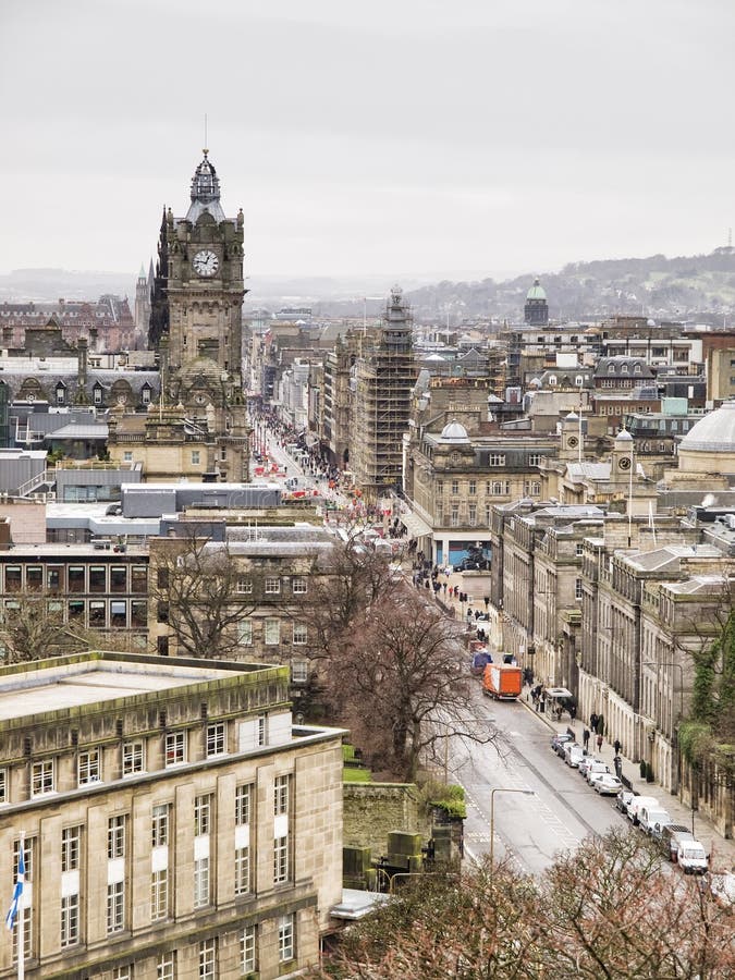 A View of Edinburgh City Center Stock Image - Image of tower, street ...