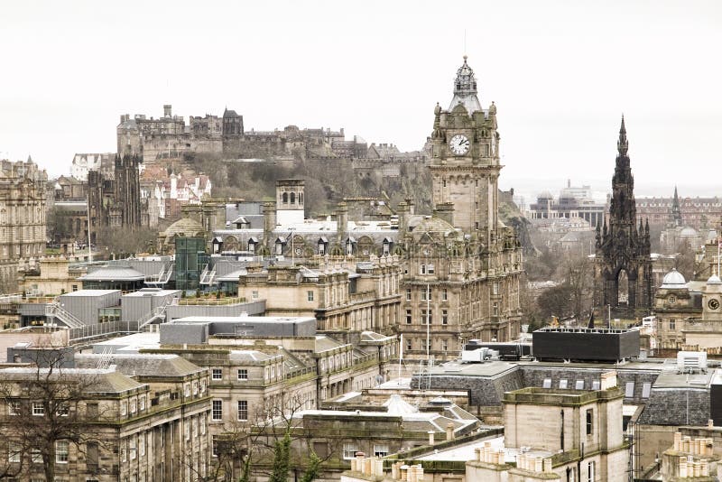 View of Edinburgh City Center Stock Image - Image of overcast, scotland ...