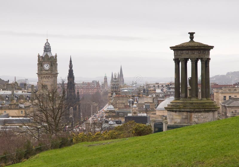 View of Edinburgh City Center Stock Image - Image of overcast, scotland ...