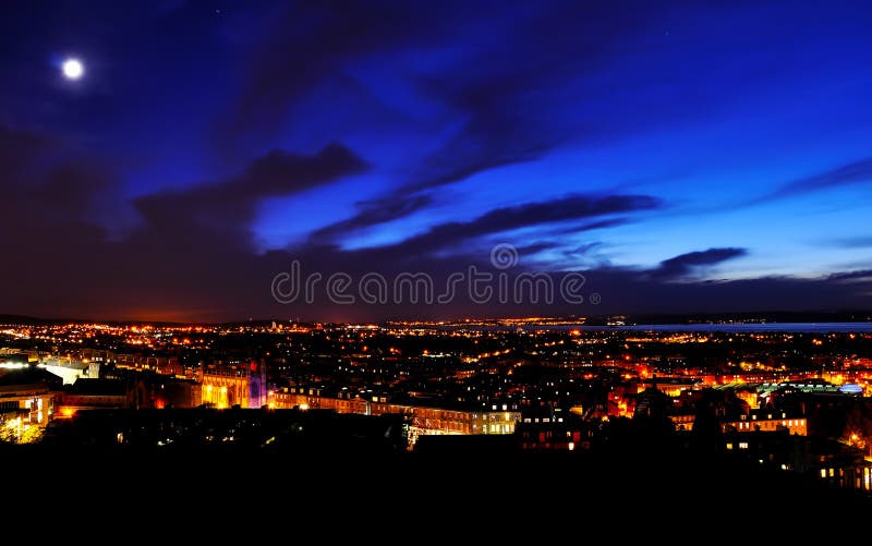Edinburgh Sunset Panorama stock image. Image of scotland - 4133099