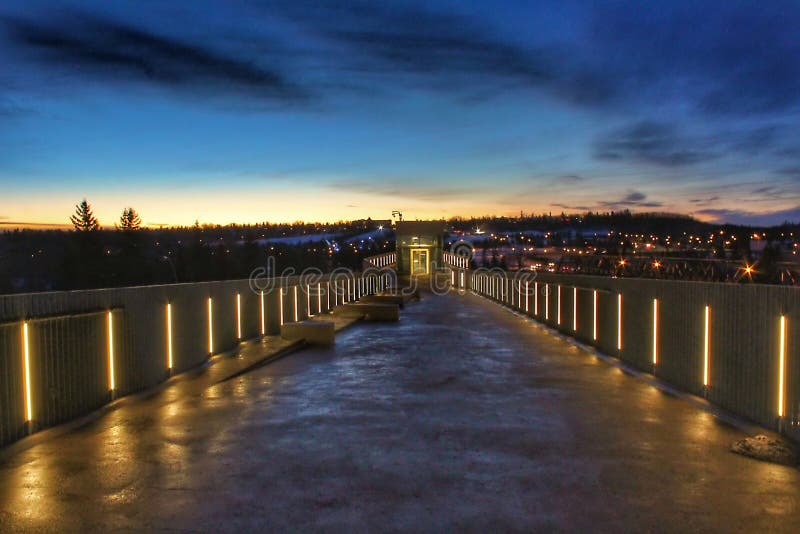 Lit Up Walkway at Night stock image. Image of beautiful - 154440253