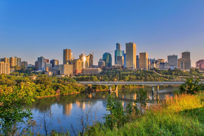 Panoramic Edmonton River Valley Skyline Stock Photo - Image of ...