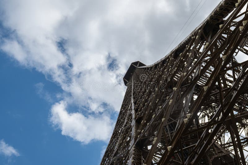 View of the Eiffel Tower from Below Towards the Sky Stock Photo - Image ...