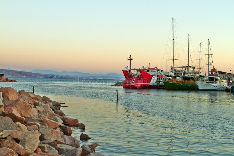 View of the Eilat Bay with Yachts Stock Photo - Image of horizon ...