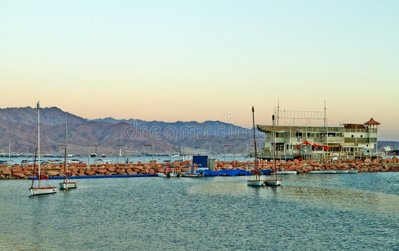 View of the Eilat Bay with Yachts Stock Image - Image of shore ...