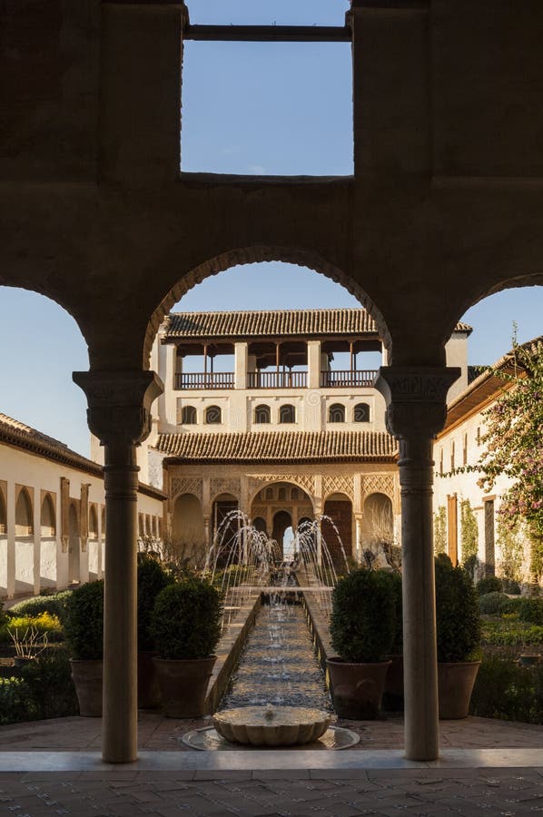 El Generalife Palace. Granada, Spain Stock Photo - Image of sunset ...