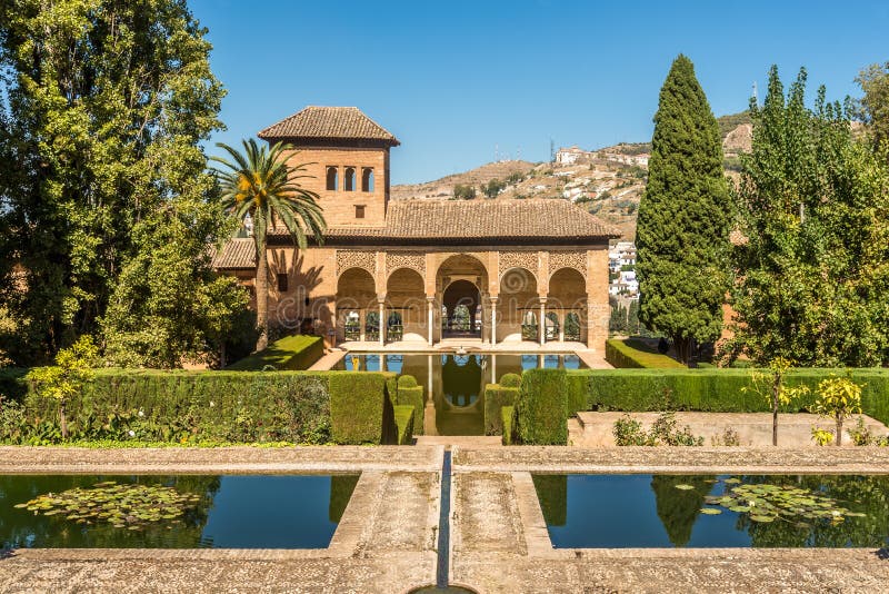 View at the El Partal Building Alhambra in Granada, Spain Stock Photo ...