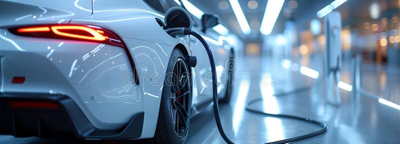 View of an Electric Car Charging Column and in the Background a Partial ...