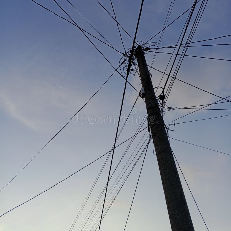 View of Electric Poles with Clear Sky Stock Image - Image of poles ...