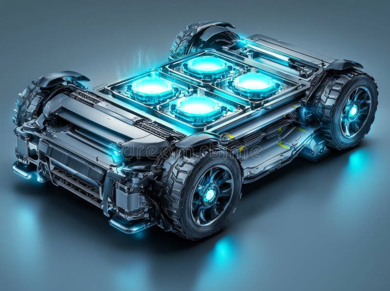 View of an Electric Vehicle with Battery Pouch Cells from the Back ...