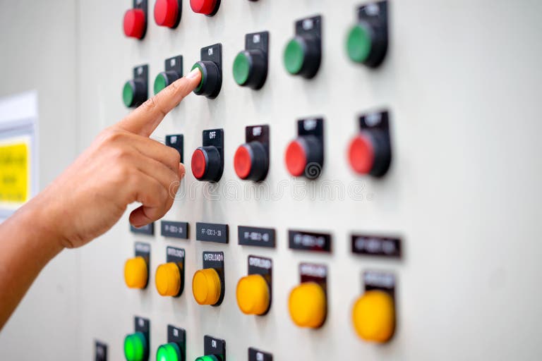 Male Hand is Pushing Power on Switch Stock Illustration - Illustration ...