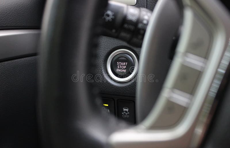 Electronic Engine Start Button through the Steering Wheel Spokes Stock ...