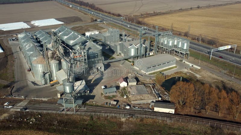 View of Elevator on Sunny Day. Metal Structure of Granary. Granary ...