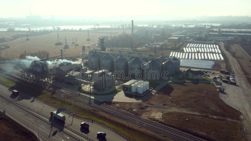 View of Elevator on Sunny Day. Metal Structure of Granary. Granary ...
