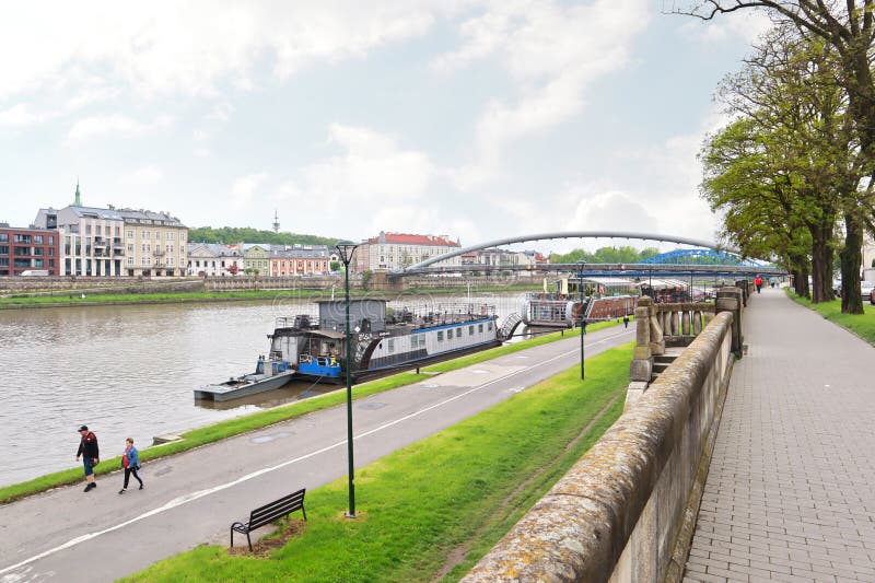 View of Embankment with River Wisla in Krakow, Poland Editorial Image ...