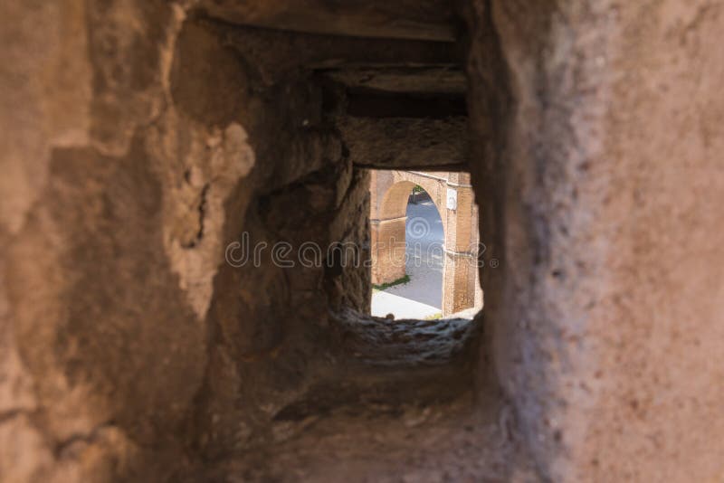 View through the embrasure stock image. Image of material - 97560449