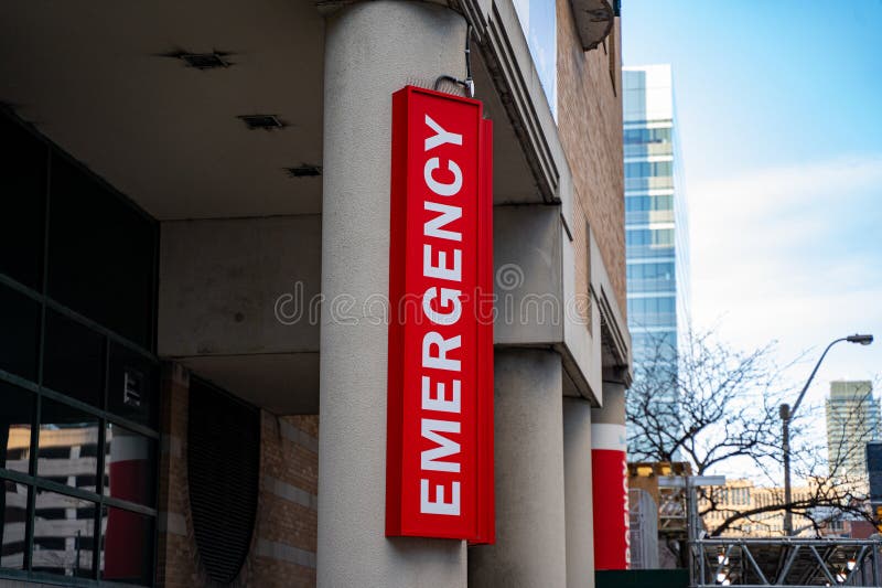 View of the Emergency Sign on the Building Stock Image - Image of ...