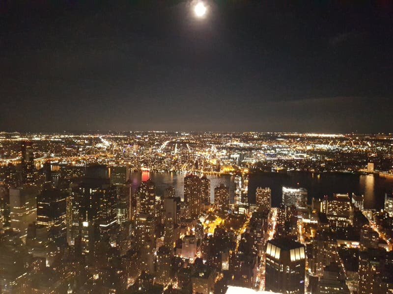View from the Empire State Building at Night Stock Image - Image of ...