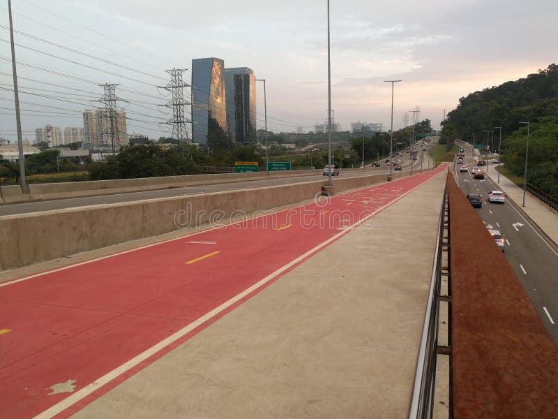 View of a Empty Bike Lane in Sao Paulo City Stock Photo - Image of ...