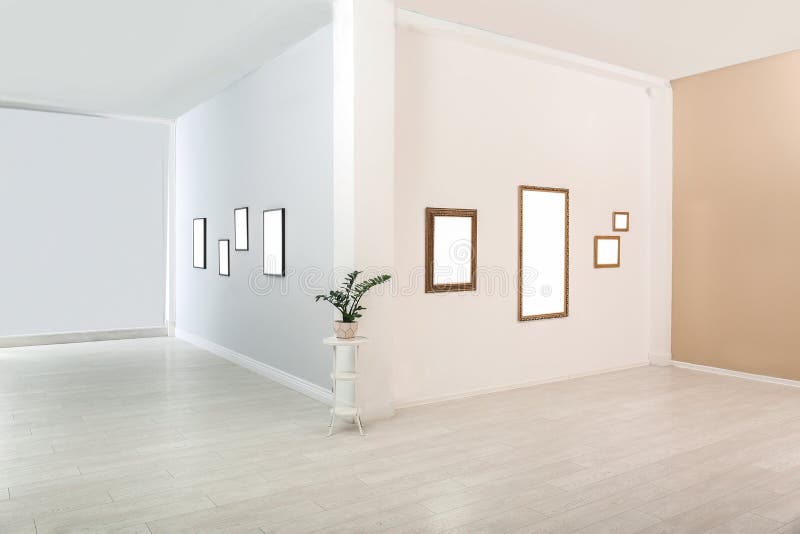 View on Empty Hall of Modern Gallery Stock Image - Image of painting ...