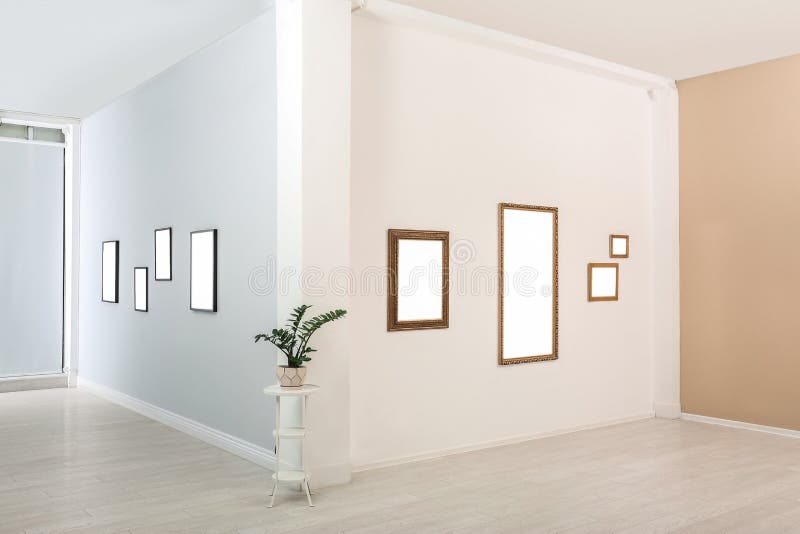View on Empty Hall of Modern Gallery Stock Image - Image of artistic ...